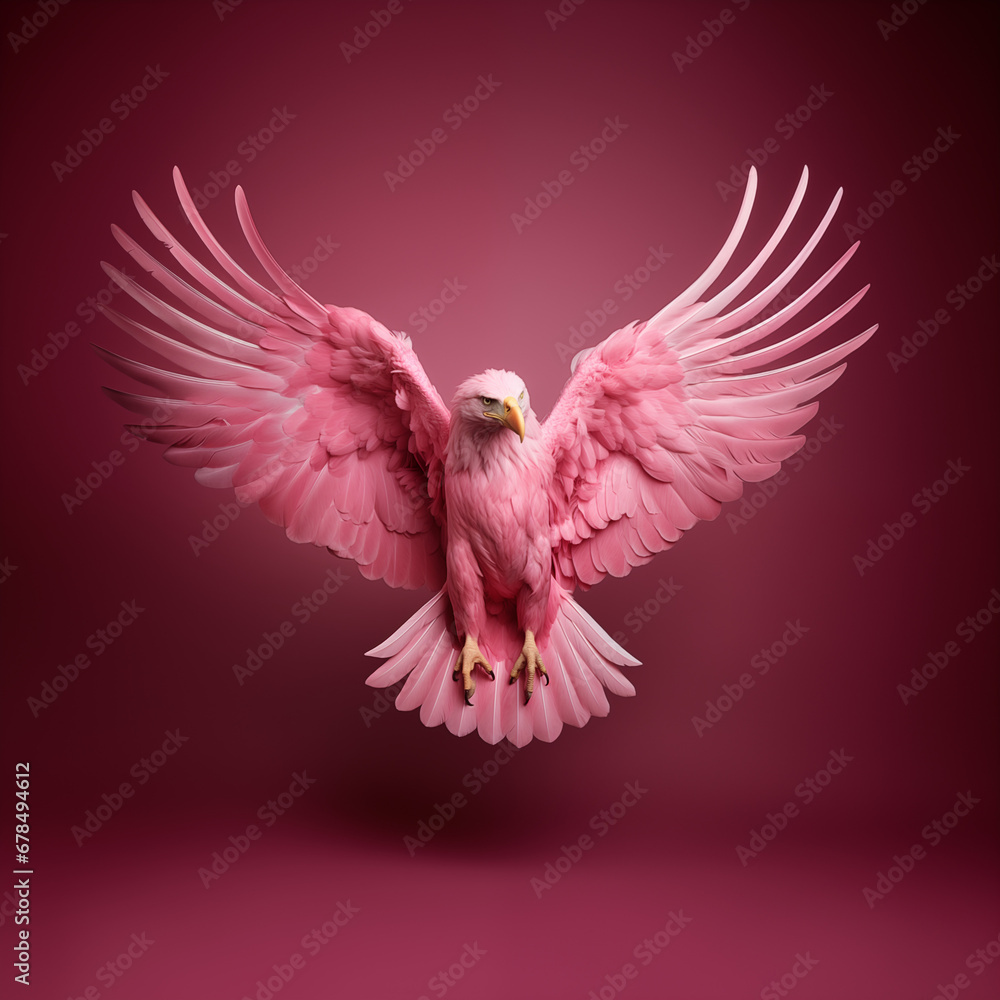 pink flaming flamingo galah bald eagle with wings Stock Photo | Adobe Stock