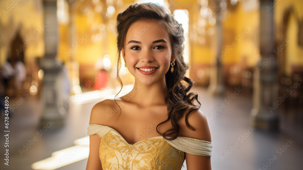 Pretty girl posing on her fifteenth birthday. Quinceañera (Quinceanera ...