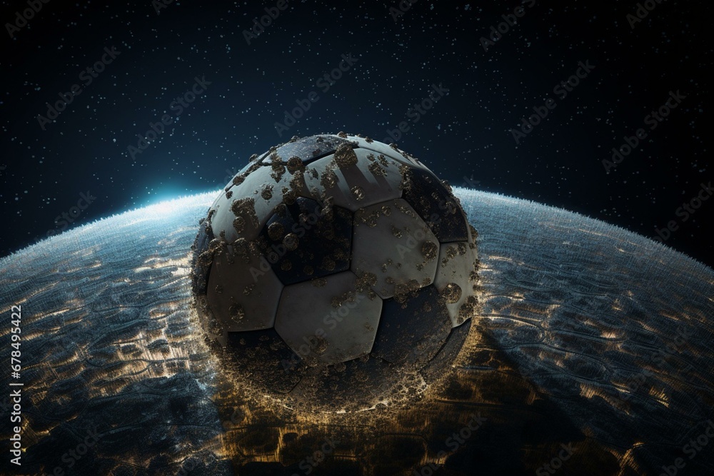Representation of a football game with the soccer ball depicted as the ...
