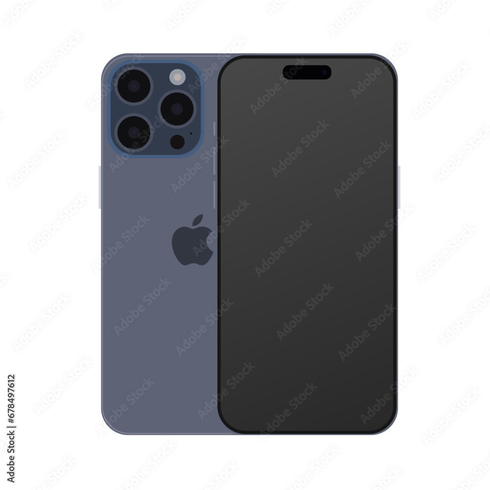 Vector Iphone 15 Black Titanium mockup screen front view iphone with ...