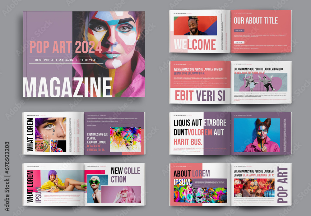 Pop Art Magazine Template Design Layout Landscape Stock Template ...