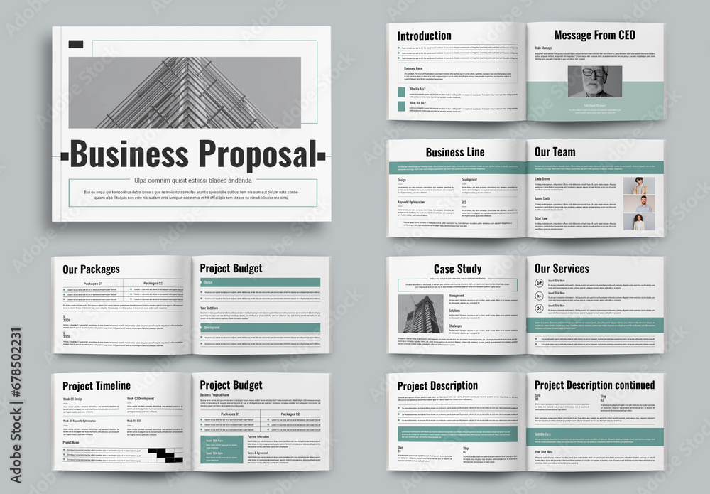 Professional Business Proposal Booklet Layout Landscape Stock Template ...