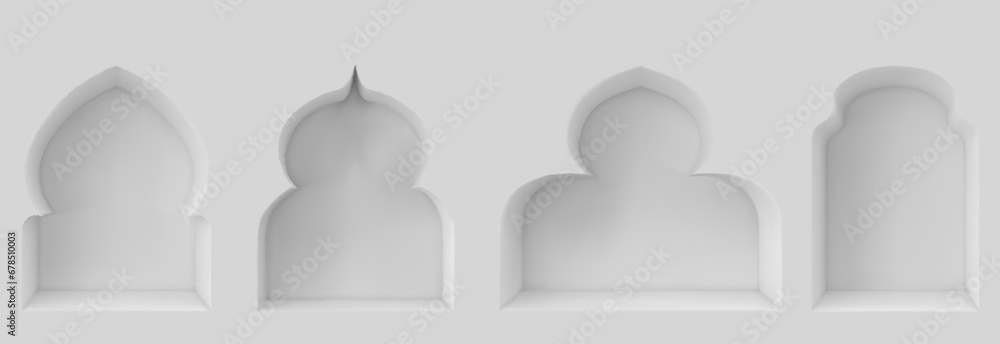 Arch window of mosque or muslim building. Realistic vector illustration ...