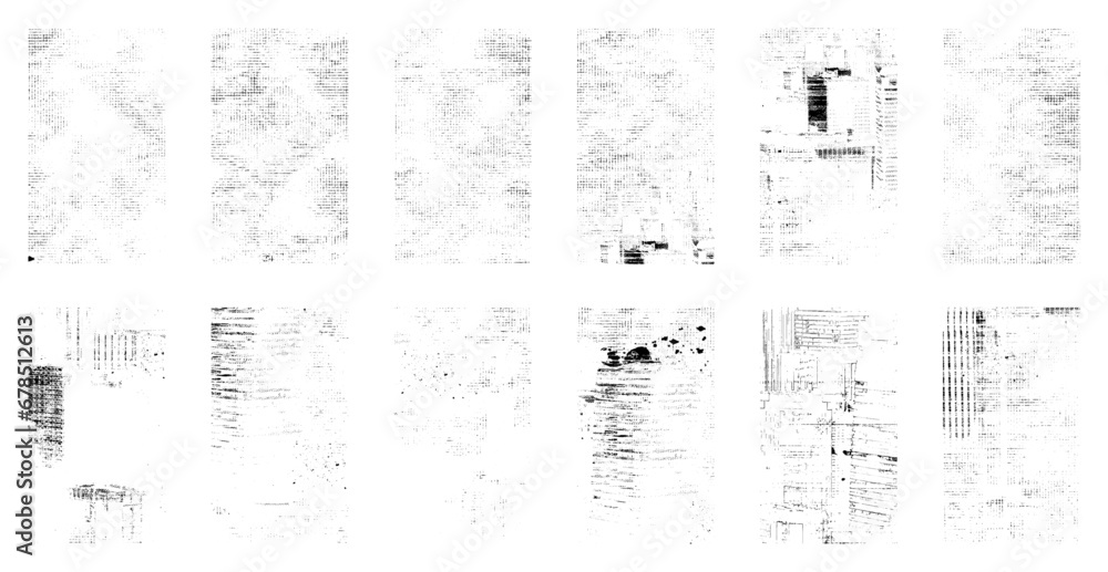 Distorted grunge isolated collection. Overlay distress texture effect ...