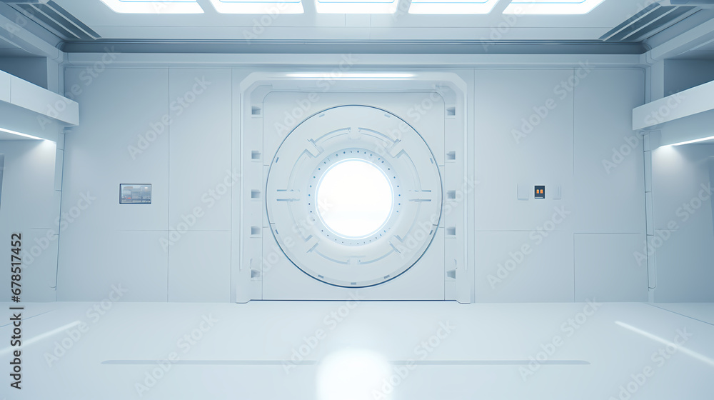 Secret door in high-tech modern facility abstract poster web page PPT ...