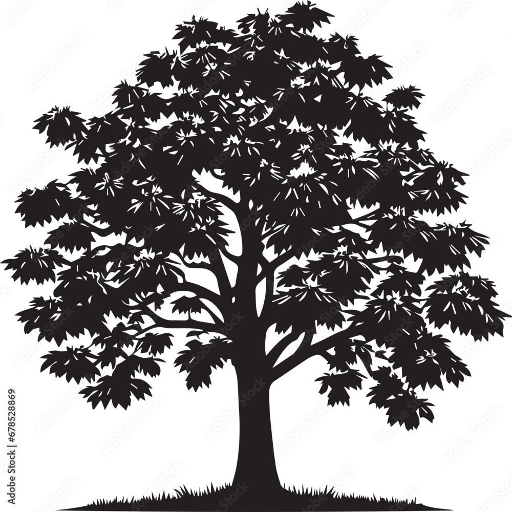Oak Tree Silhouettes EPS Oak Tree Vector Oak Tree Clipart Stock Vector ...