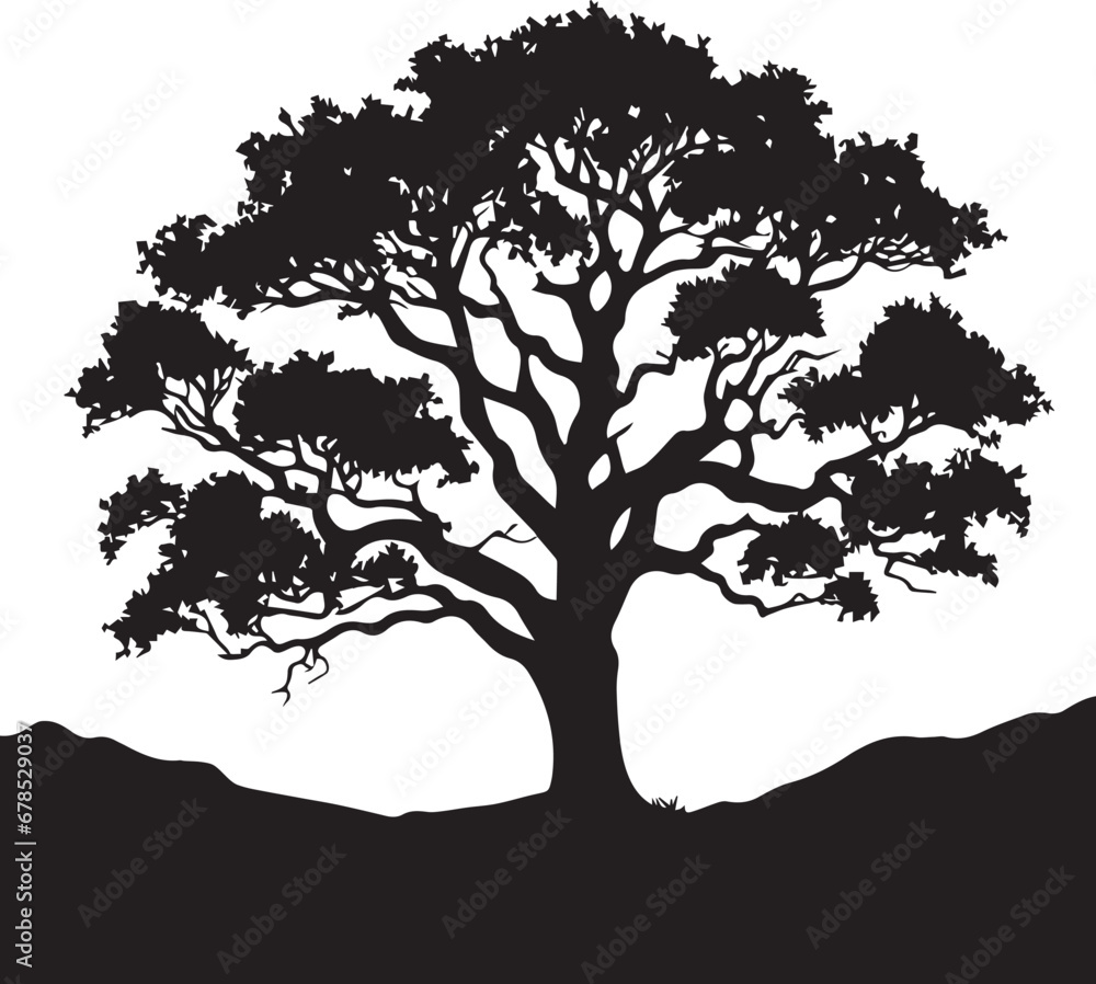 Oak Tree Silhouettes EPS Oak Tree Vector Oak Tree Clipart Stock Vector ...