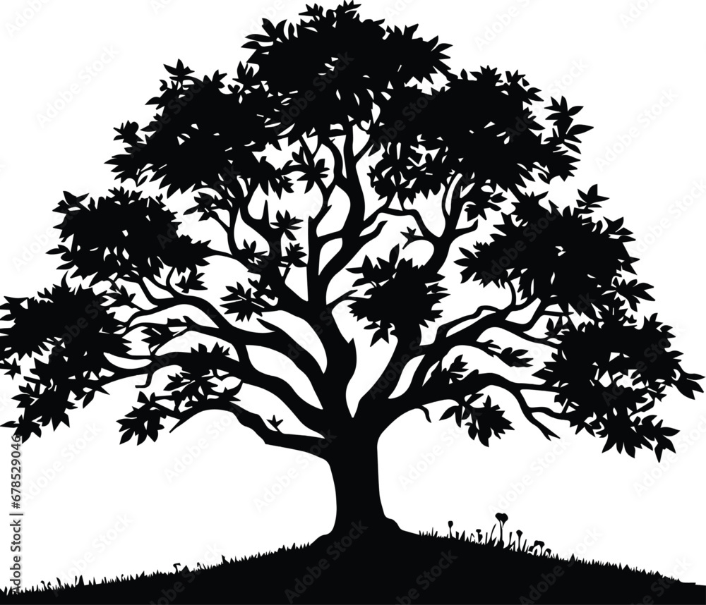 Oak Tree Silhouettes EPS Oak Tree Vector Oak Tree Clipart Stock Vector ...