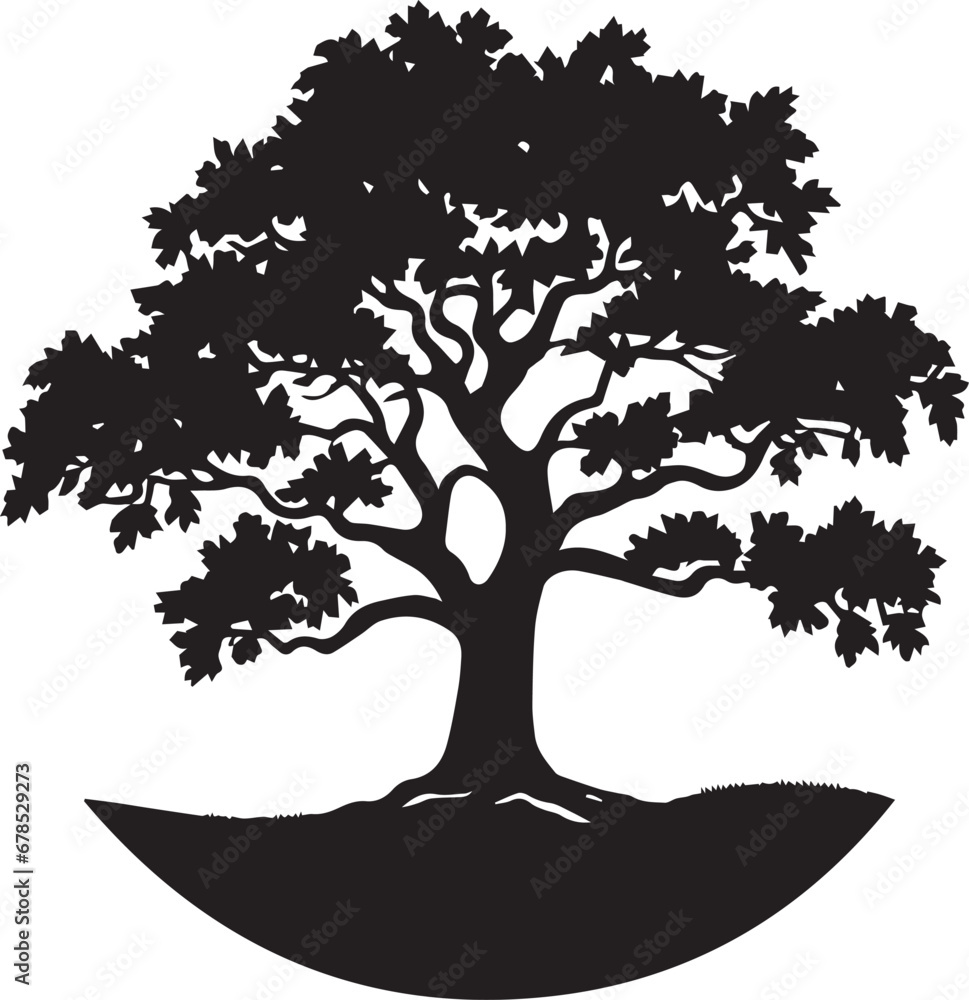 Oak Tree Silhouettes EPS Oak Tree Vector Oak Tree Clipart Stock Vector ...