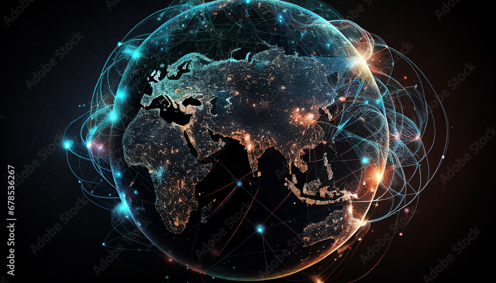 Intelligente Logistikvernetzung vernetzte Lieferketten mit Großstadt ...