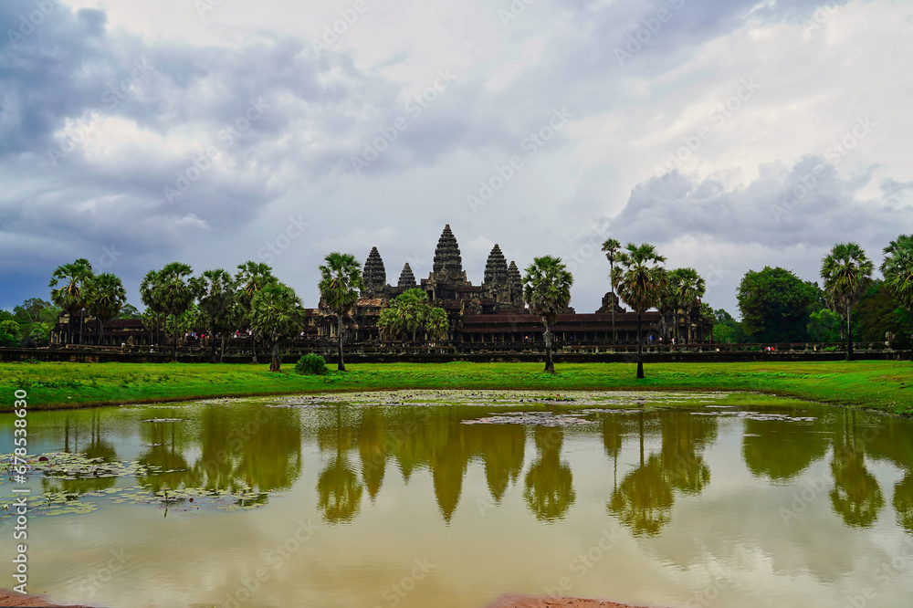 Angkor Wat Temple Complex reflected in the lake at Sunrise - UNESCO ...