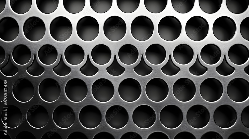 Seamless perforated metal dot grid pattern. Metallic industrial steel ...
