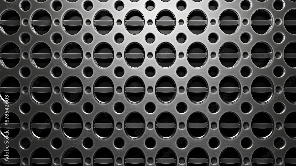 Seamless perforated metal dot grid pattern. Metallic industrial steel ...