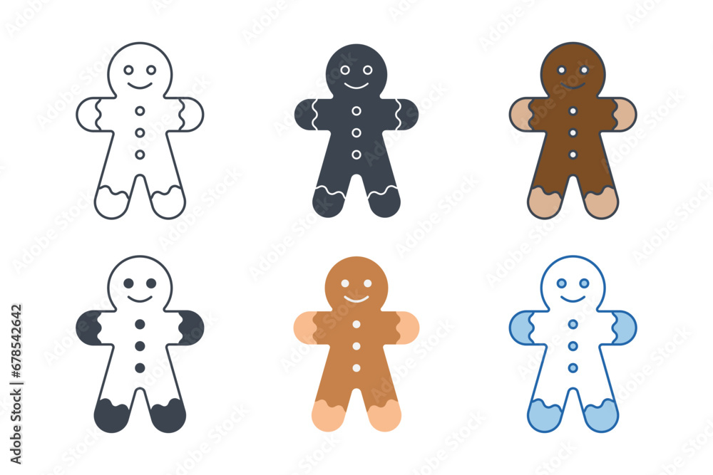Christmas gingerbread man icon collection with different styles ...