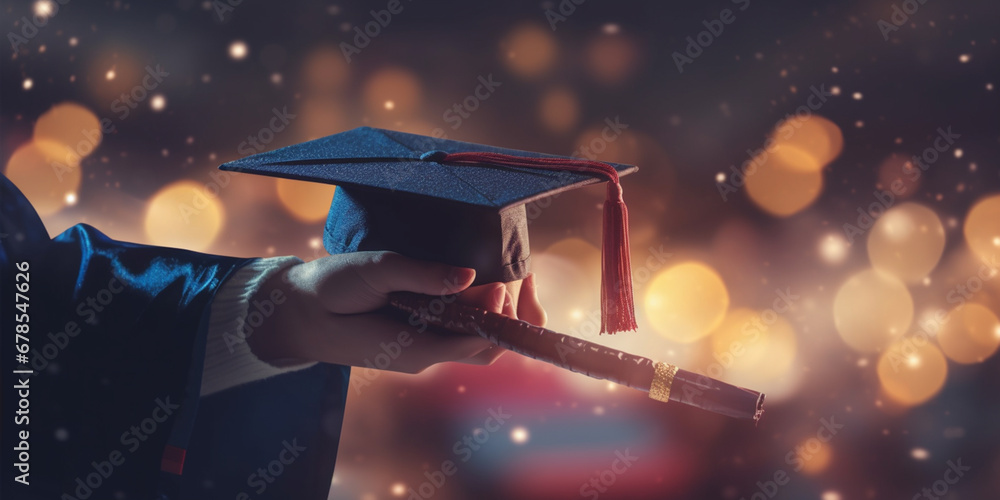 Triumph of Knowledge: Hand Holding High School Graduation Cap and ...