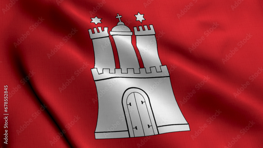 Hamburg City State Flag. Waving Fabric Satin Texture National Flag of ...