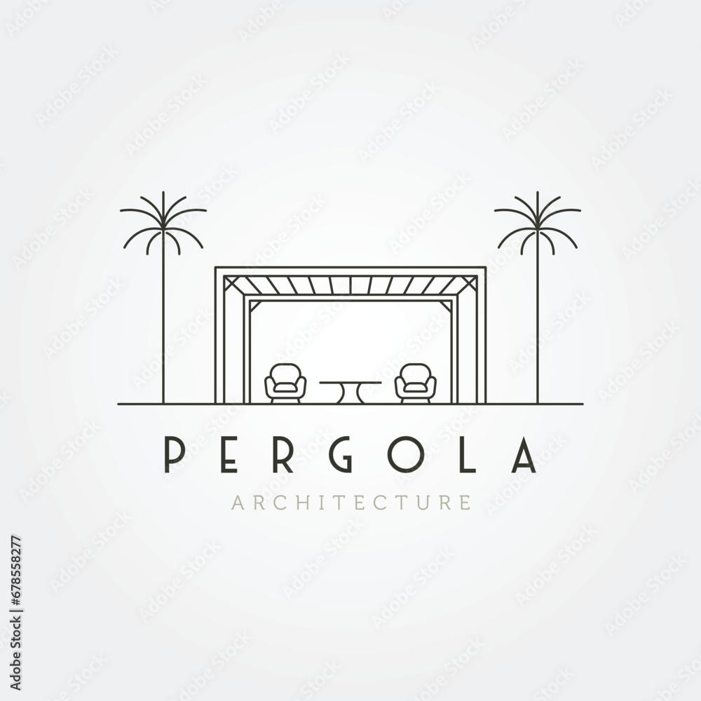 vector of pergola line art icon logo illustration design, minimalist ...