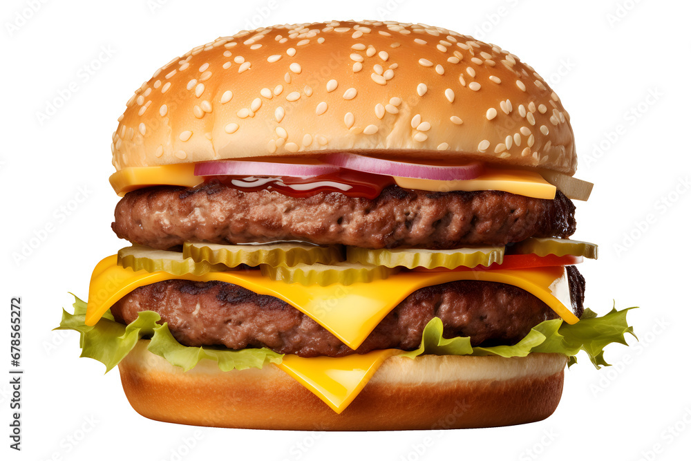 double cheeseburger isolated on transparent background - design element ...