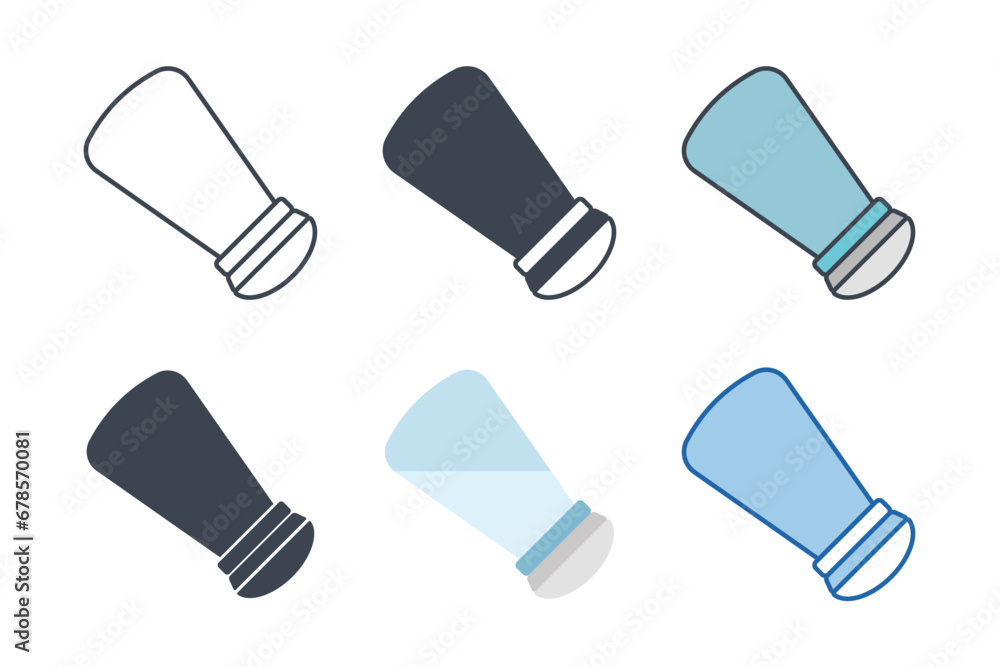 Salt shaker seasoning icon collection with different styles. Salt ...