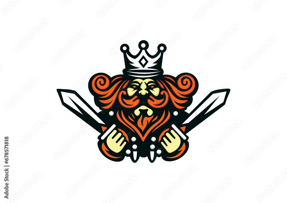 King Crown Head Mascot Logo. King CrownT-shirt Design. King Logo Stock ...