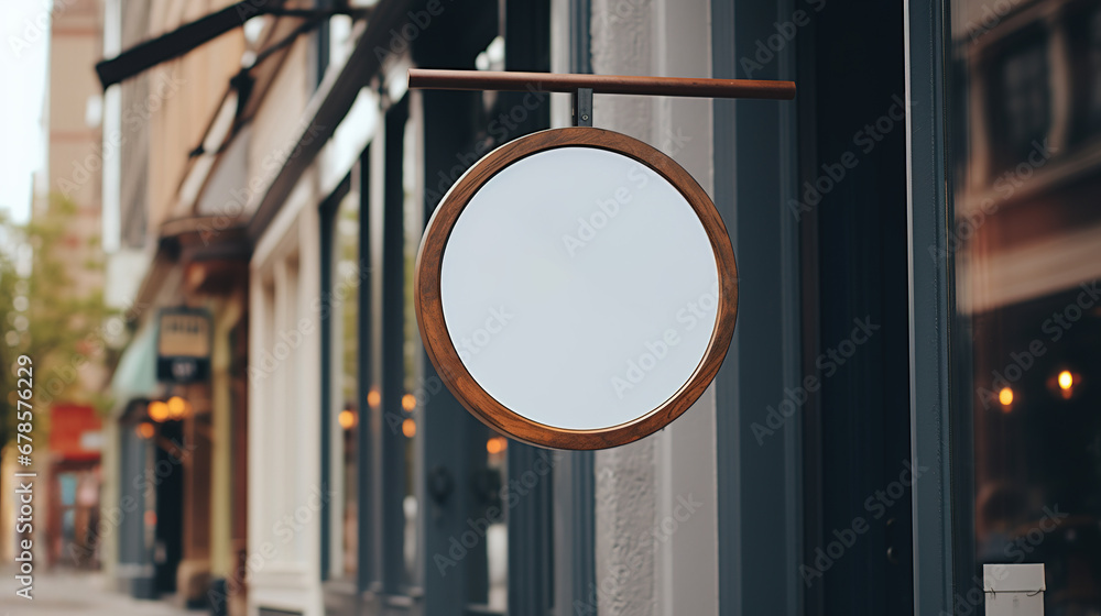 Generative AI, coffee shop street signboard mock up for logo design ...