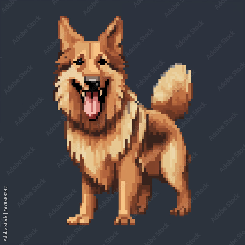 Pixel art happy german shepherd dog Stock Illustration | Adobe Stock