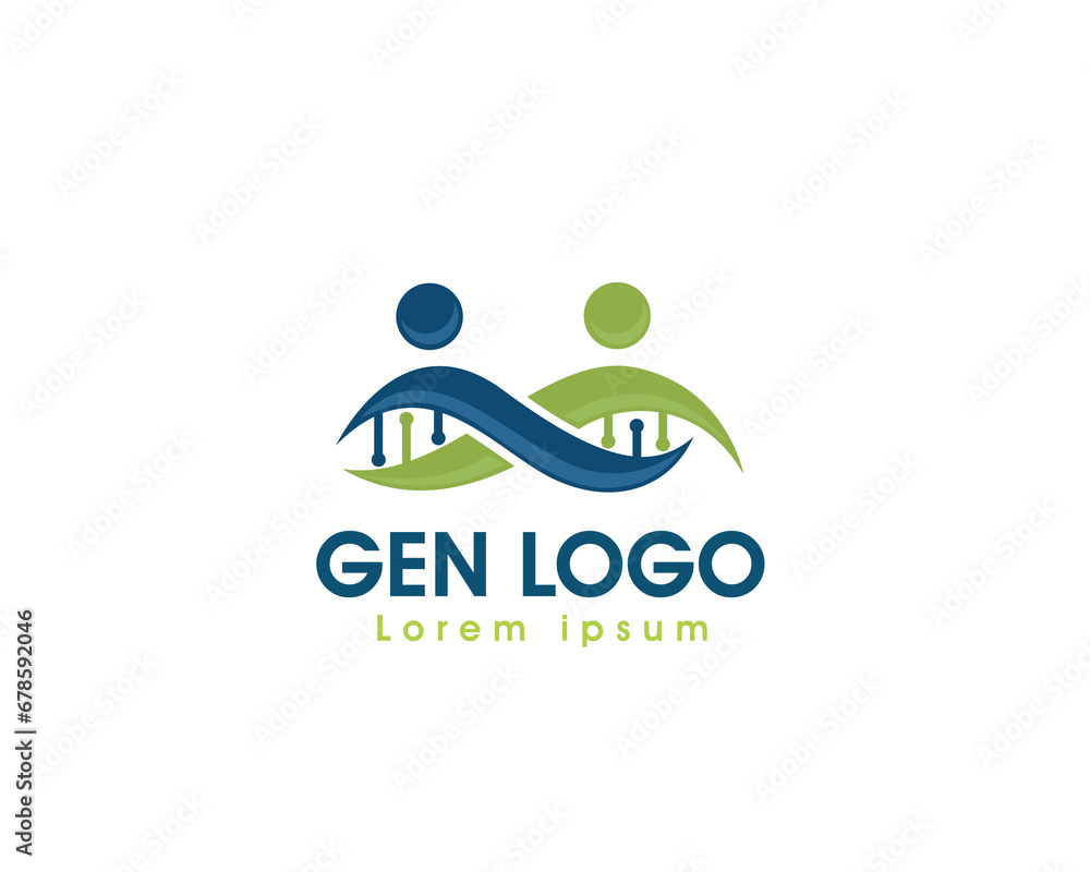 human couple genetic logo icon symbol design template illustration ...