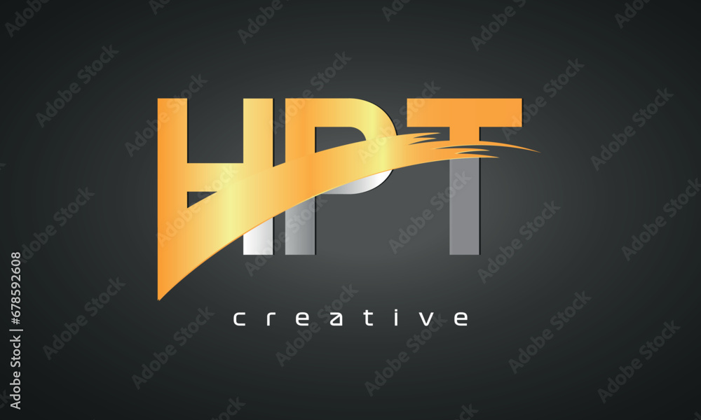 HPT Letters Logo Design with Creative Intersected and Cutted golden ...