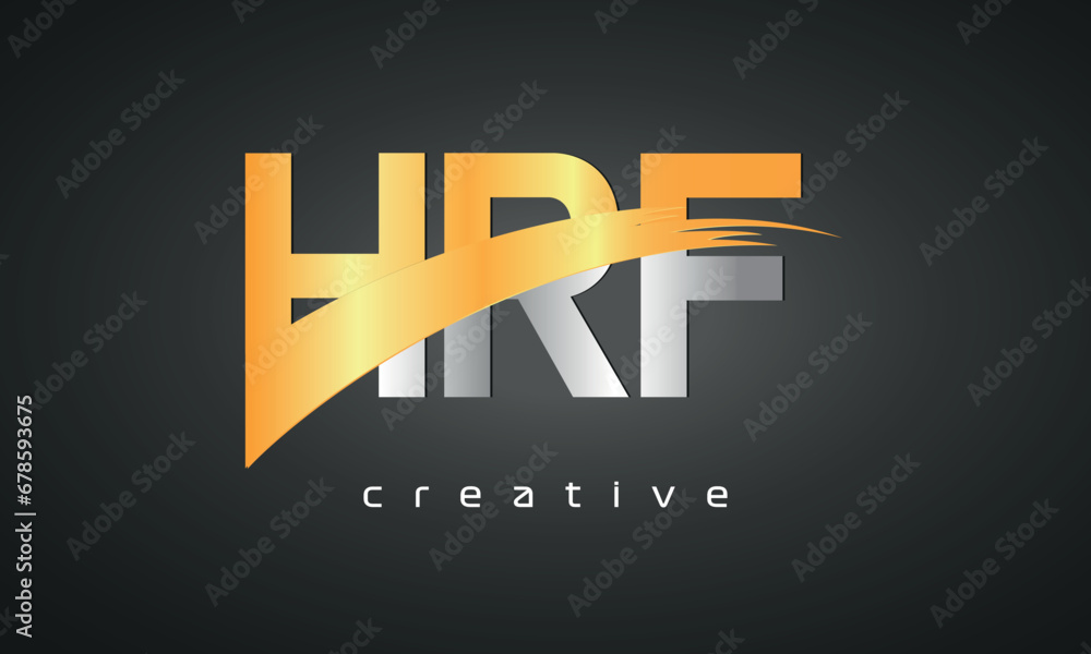 HRF Letters Logo Design with Creative Intersected and Cutted golden ...