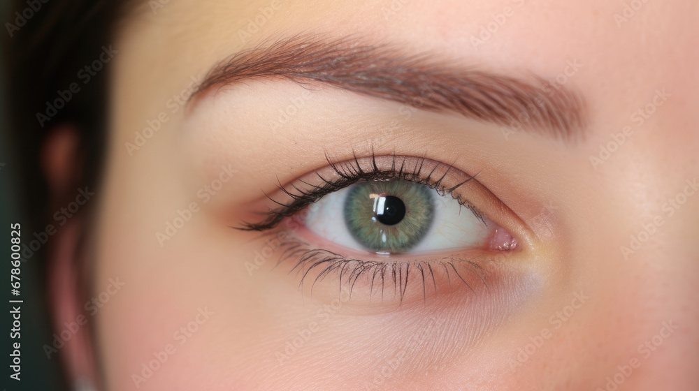 microblading eyebrow models and beautiful female eyes Stock ...