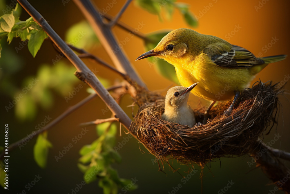 In the natural world, yellow-vented bulbul chicks, or baby birds of the ...