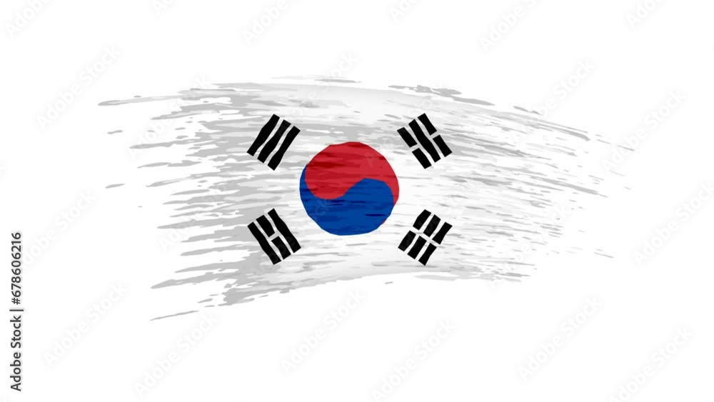 Vidéo Stock South Korea flag animation. Brush painted south korean flag ...