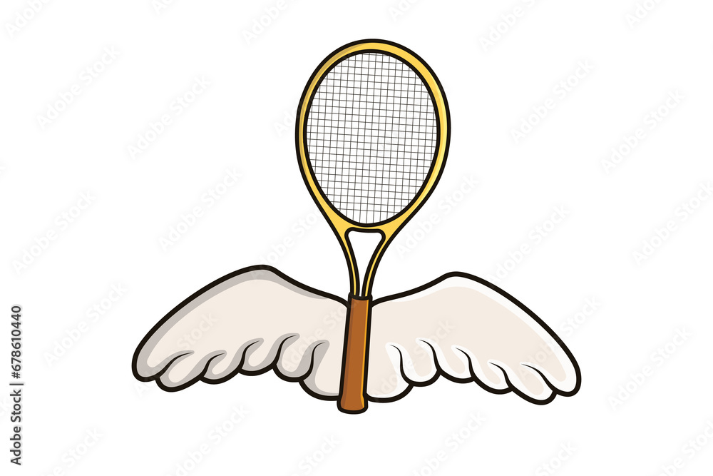 Tennis Racket and Wings vector illustration. Sports objects icon ...