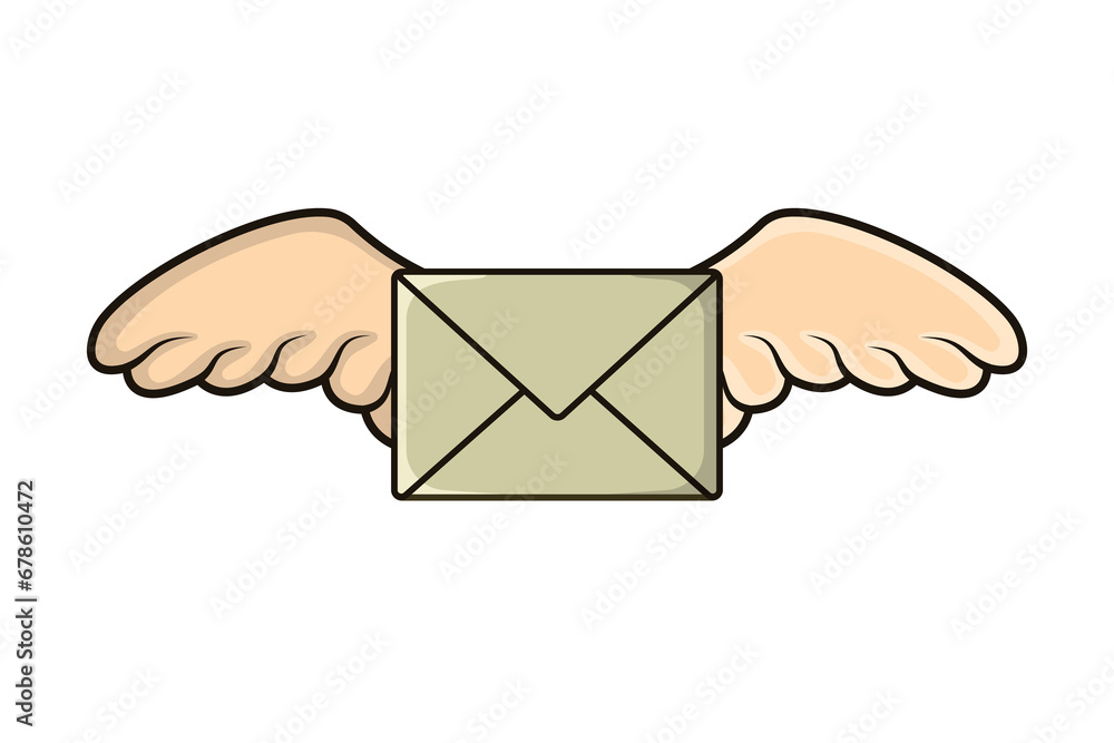 Flying Envelope with Wings vector illustration. Office equipment icon ...