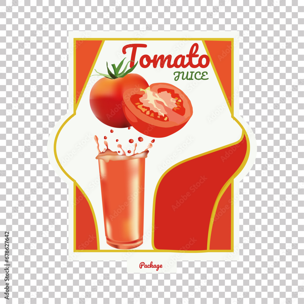 Realistic tomato label. Sticker on cans and boxes, organic food ...