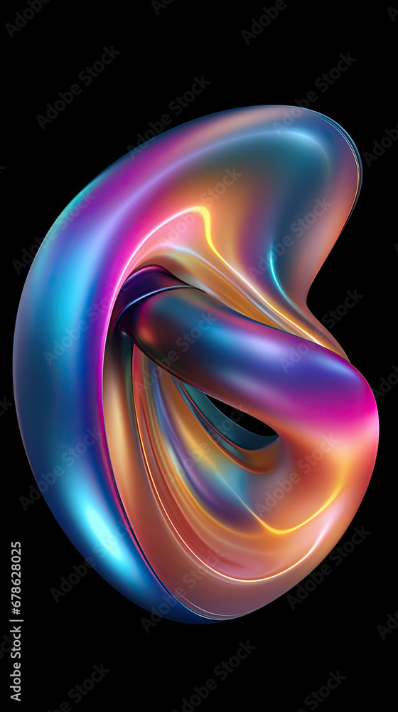 Inflated freeform 3D shapes with light and gradient holographic effects ...