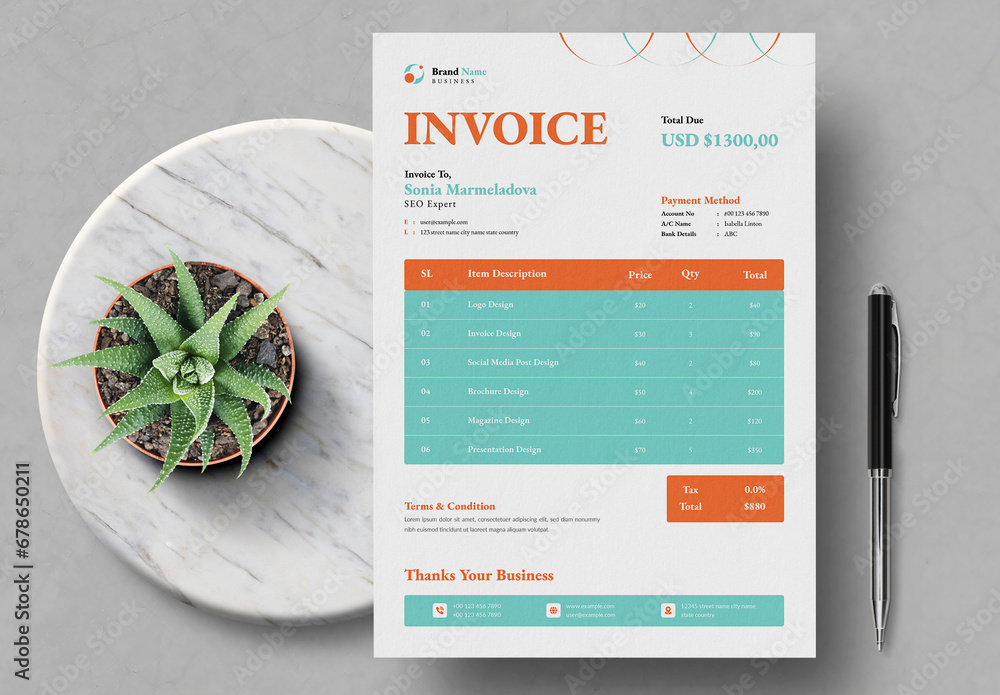 Invoice Template Layout Stock Template | Adobe Stock