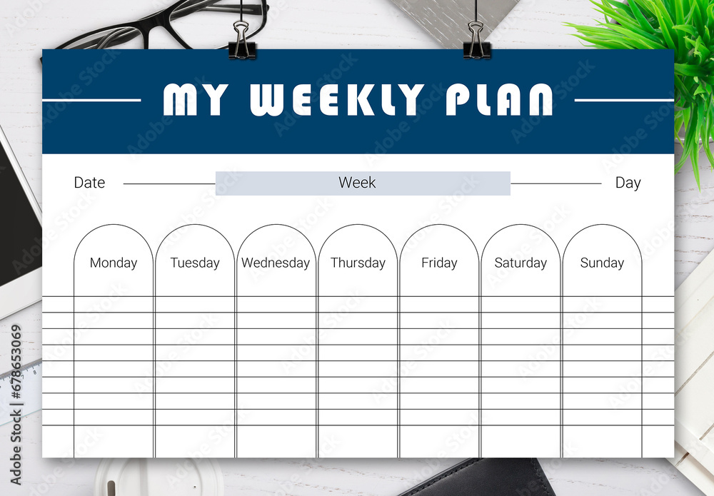 Weekly Planner Layout Stock Template | Adobe Stock