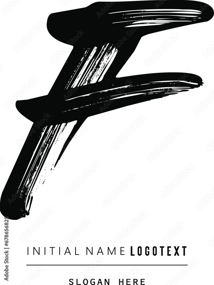 vector icon of letter F with ink stroke, F - Black handwritten letters ...