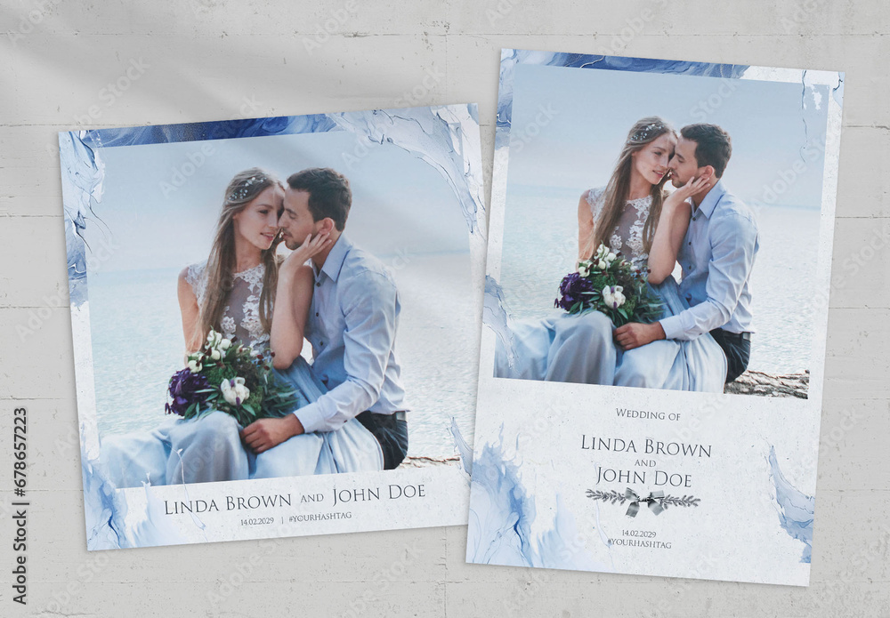 Winter Wedding Photo Card Layout Stock Template | Adobe Stock