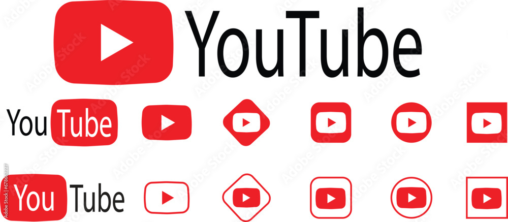 Kiev, Ukraine - October 20, 2021: Set of YouTube logos. Editorial, logo ...