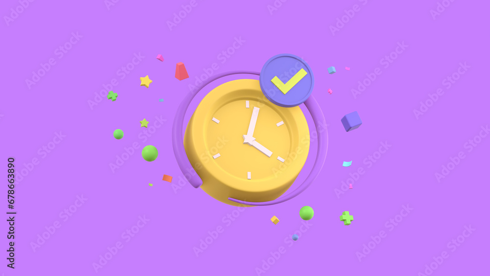 Concept business work time. 3D render, Minimal Alarm clock with ...