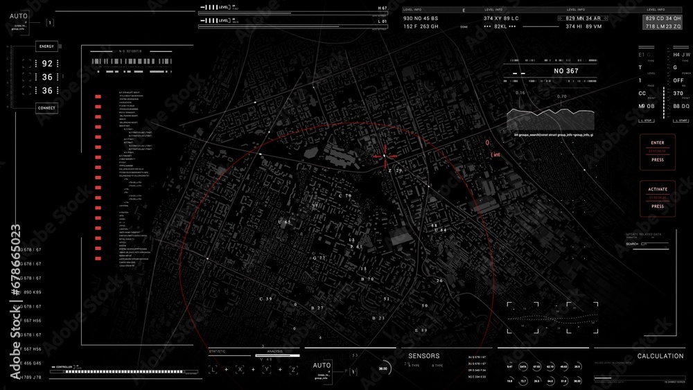 UI HUD Map satelite technological infographic elements.HUD 2GFX Technology Sci Fi 2D texture ...