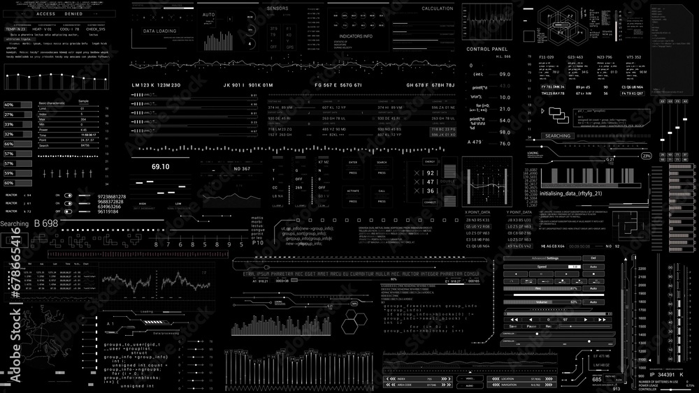 HUD technological infographic elements. Texture.HUD 2GFX Technology Sci Fi 2D texture.User ...