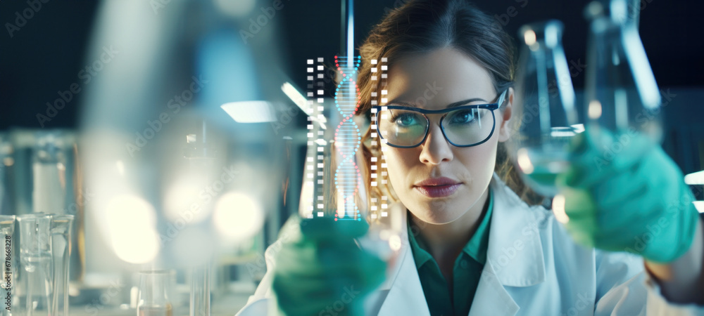 Scientist doing research, Analysis in a laboratory doing with blood ...