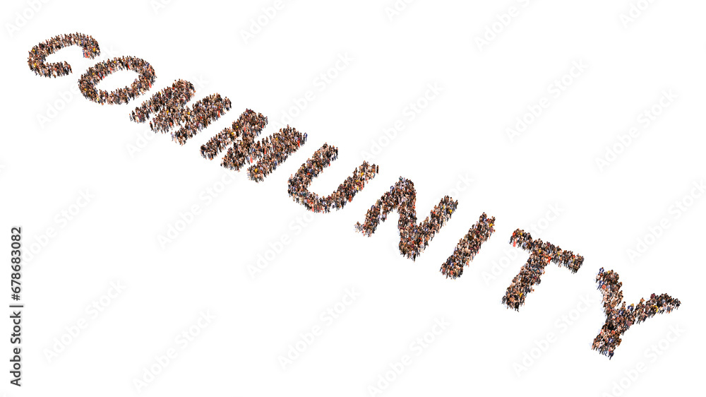 Concept or conceptual large community of people forming COMMUNITY word ...