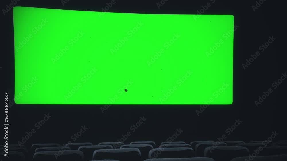 Movie Theater Green Screen Old Film Projection Empty Cinema Seats Zoom ...