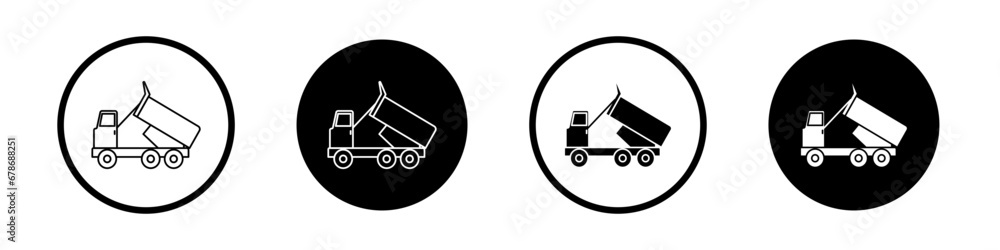 Tipper vector set. Garbage dumper truck symbol suitable for apps and ...