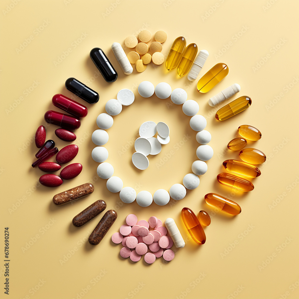 clean, modern visuals of supplements and vitamins, pill form, powder ...