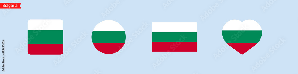 National flag of Bulgaria icons. Bulgaria flag in the shape of a square ...